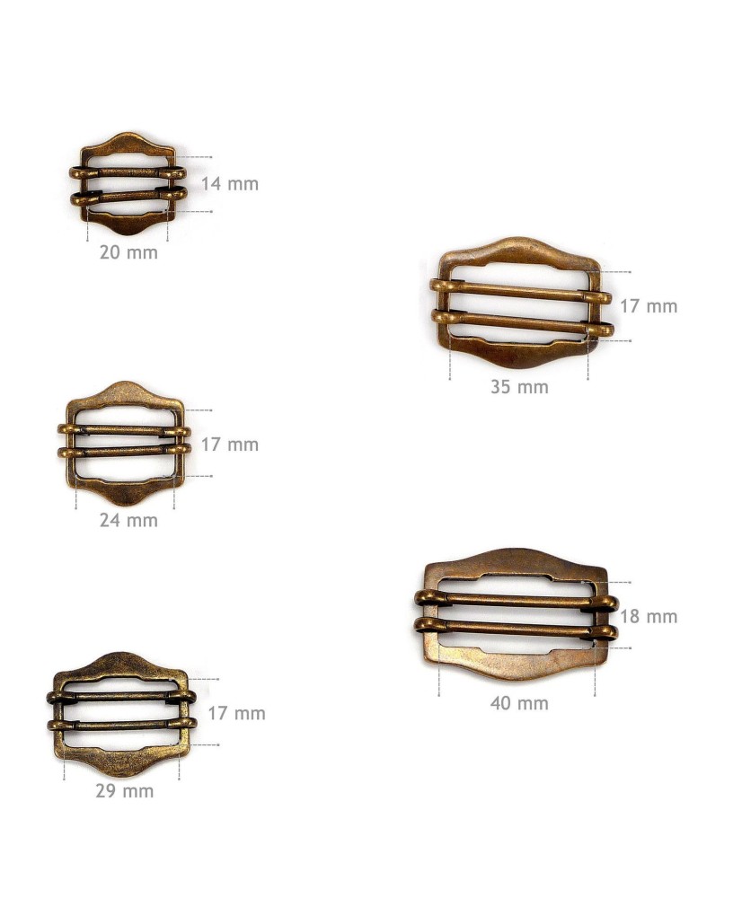 Metal sliding bar adjuster buckles - 1" (24mm), 1 1/4" (29mm), 1 1/2 ...