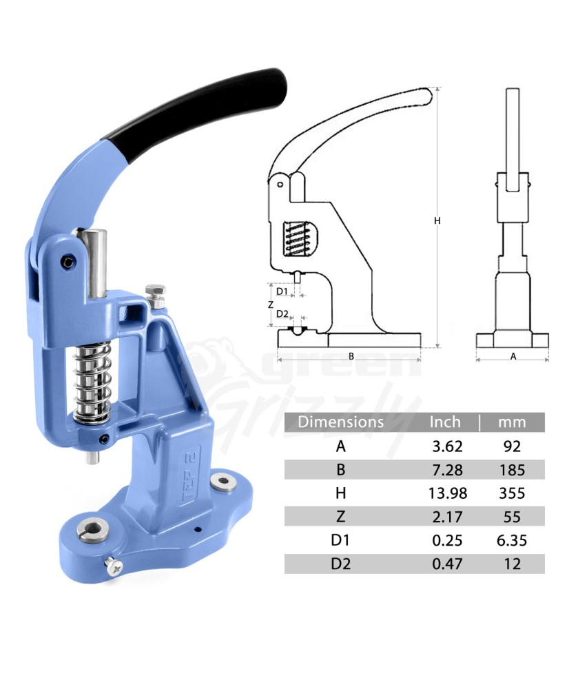 Pack hand press machine + 7 tools dies for eyelets set kit S010